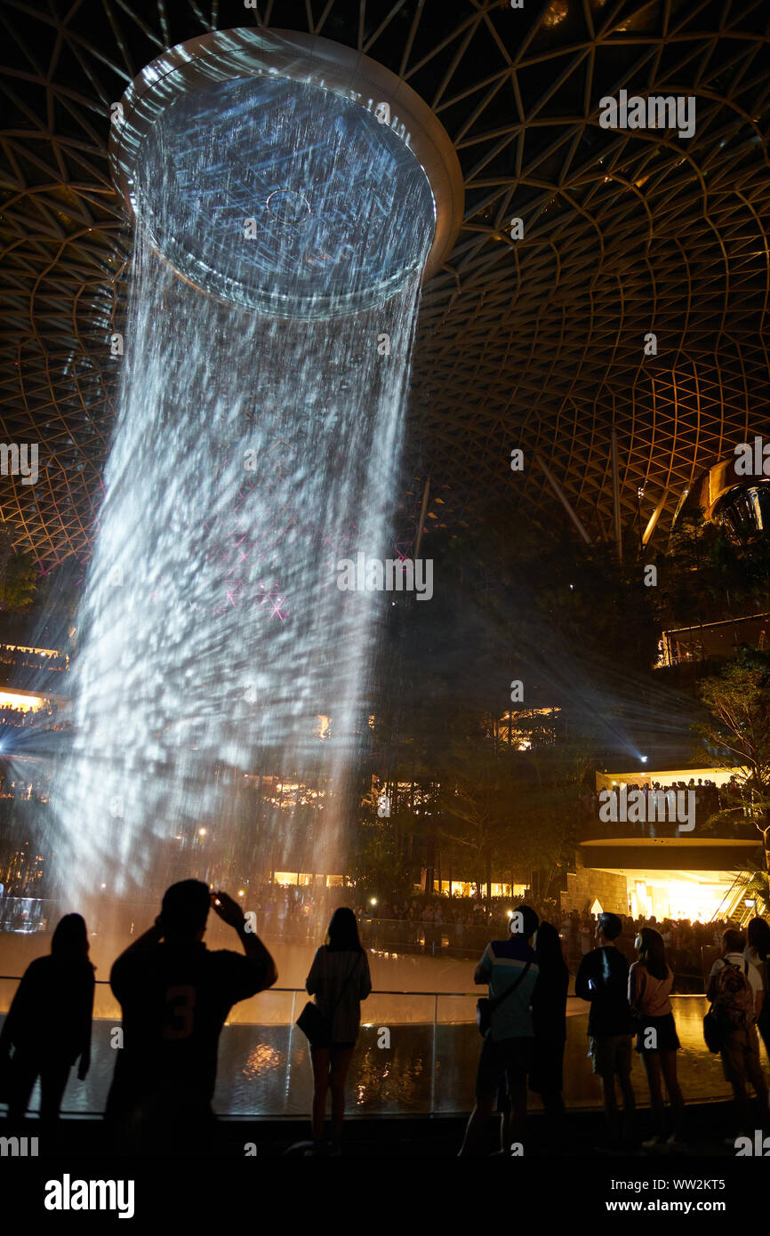 SINGAPORE - CIRCA APRIL, 2019: 40-meter HSBC Rain Vortex, the world’s ...