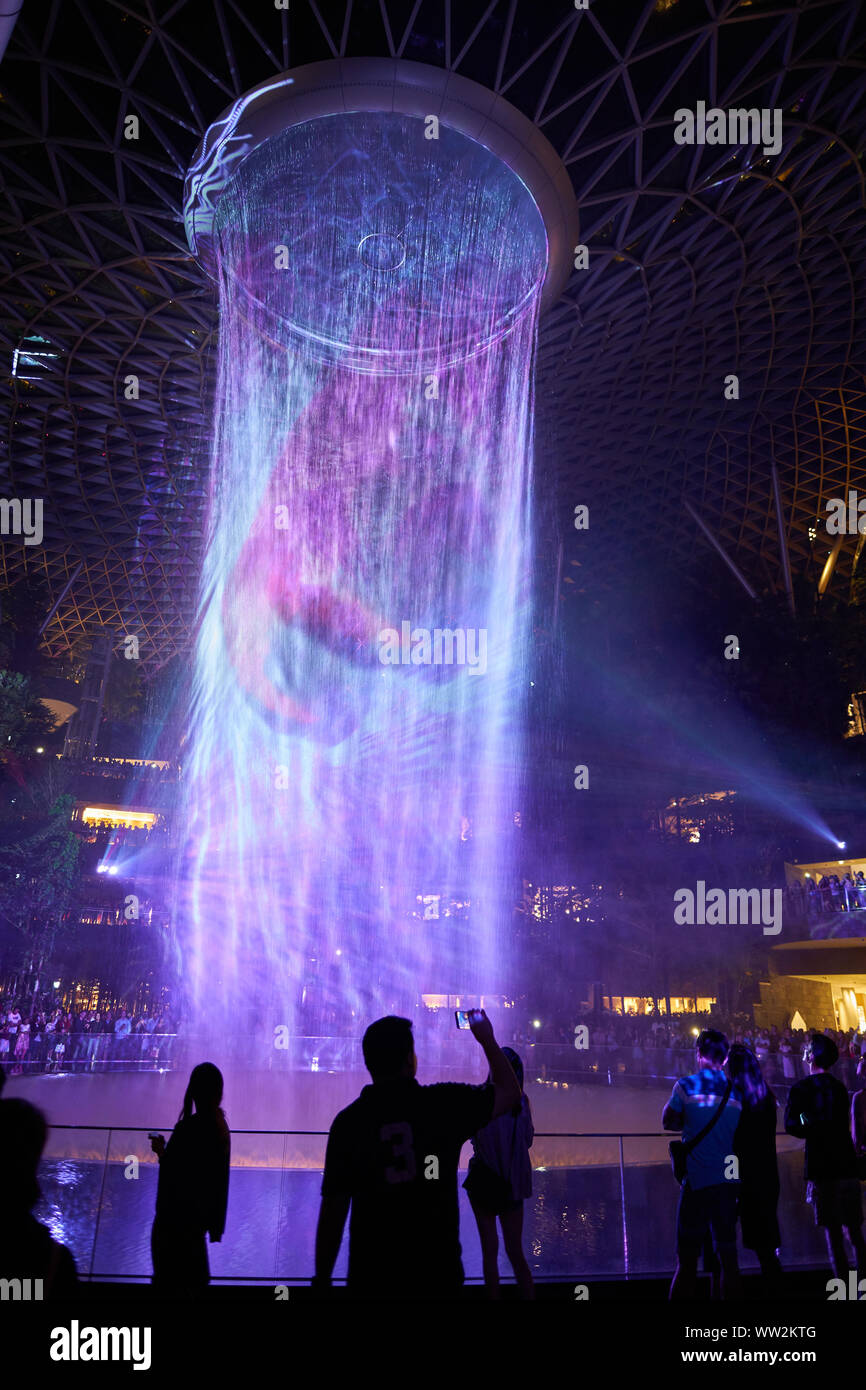 SINGAPORE - CIRCA APRIL, 2019: 40-meter HSBC Rain Vortex, the world’s ...