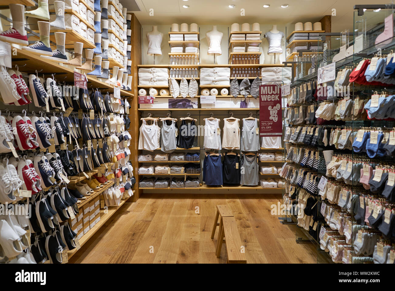 SINGAPORE - CIRCA APRIL, 2019: interior shot of Muji store in Jewel ...