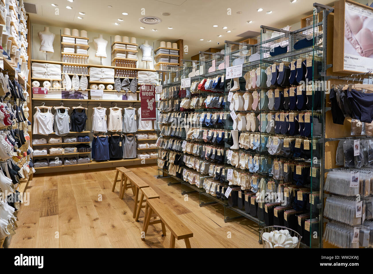 SINGAPORE - CIRCA APRIL, 2019: interior shot of Muji store in Jewel ...