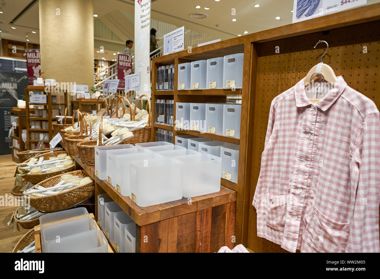 SINGAPORE - CIRCA APRIL, 2019: interior shot of Muji store in Jewel ...