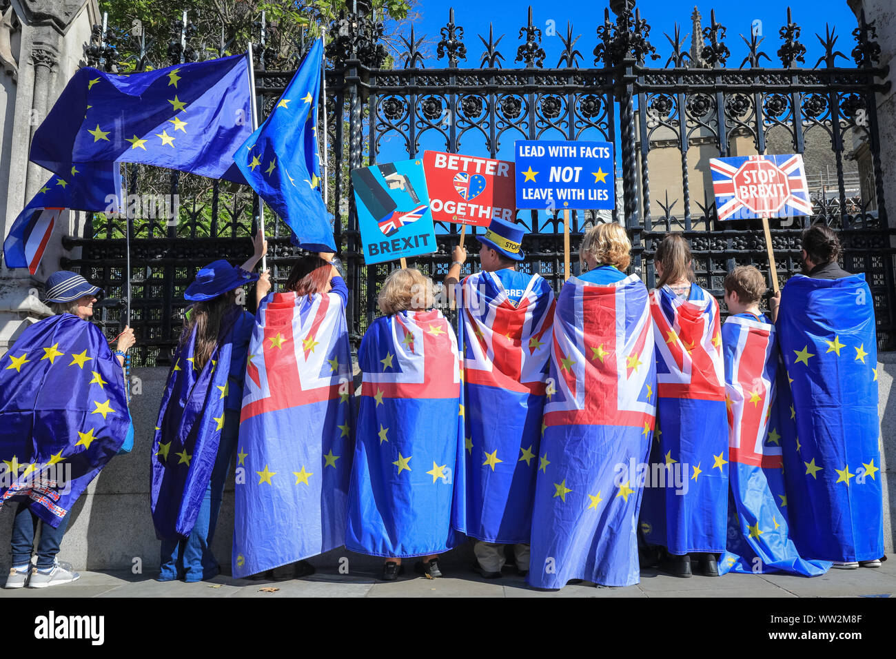 Westminster, London, UK. 12th Sep, 2019. The protesters line up at the ...
