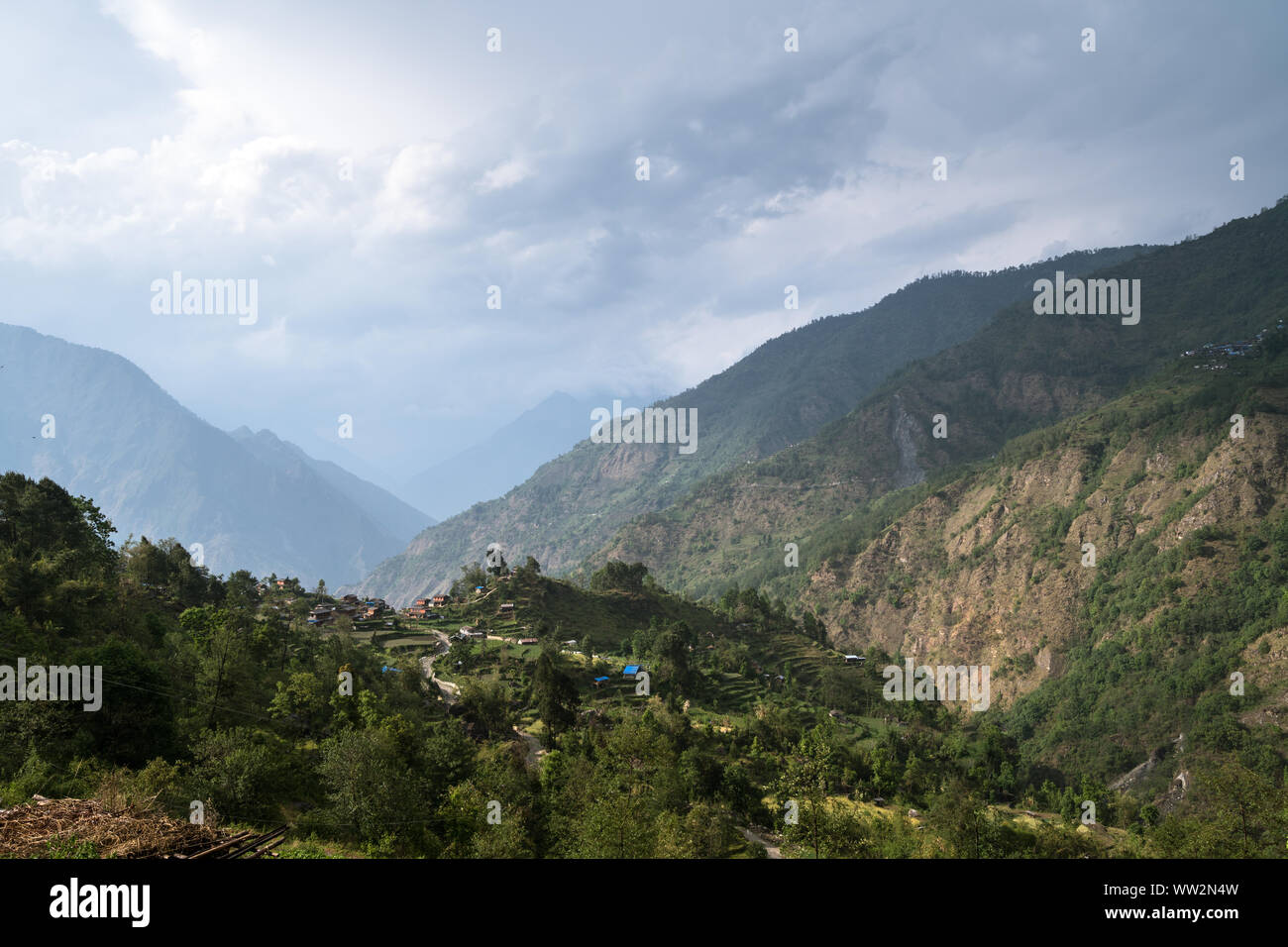 Valley of Ghar Khola river in vicinities of Ghara village, Annapurna ...