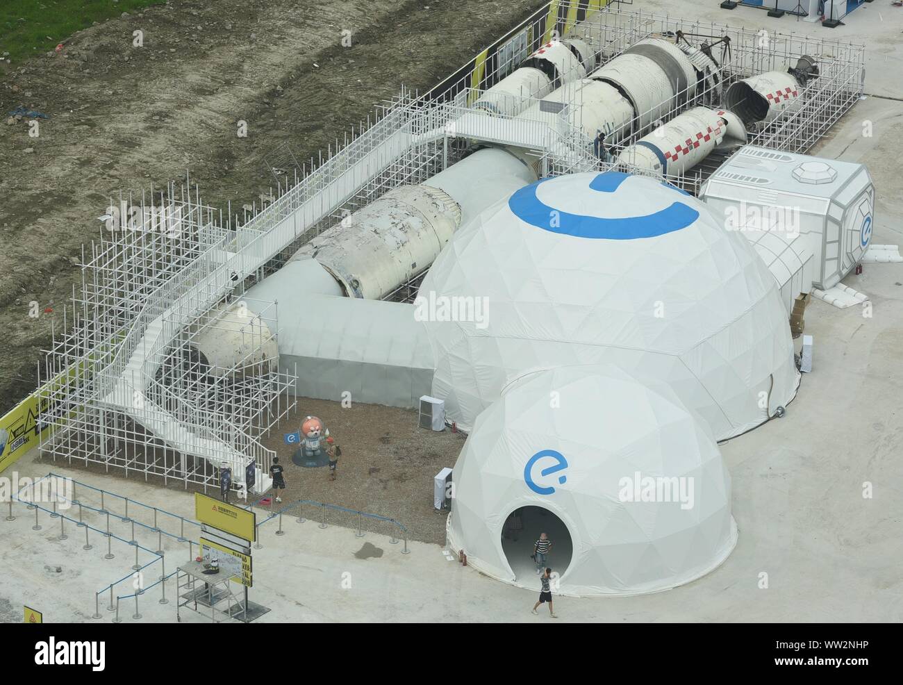 People visit the carrier rocket-themed restaurant, part of the upcoming ...