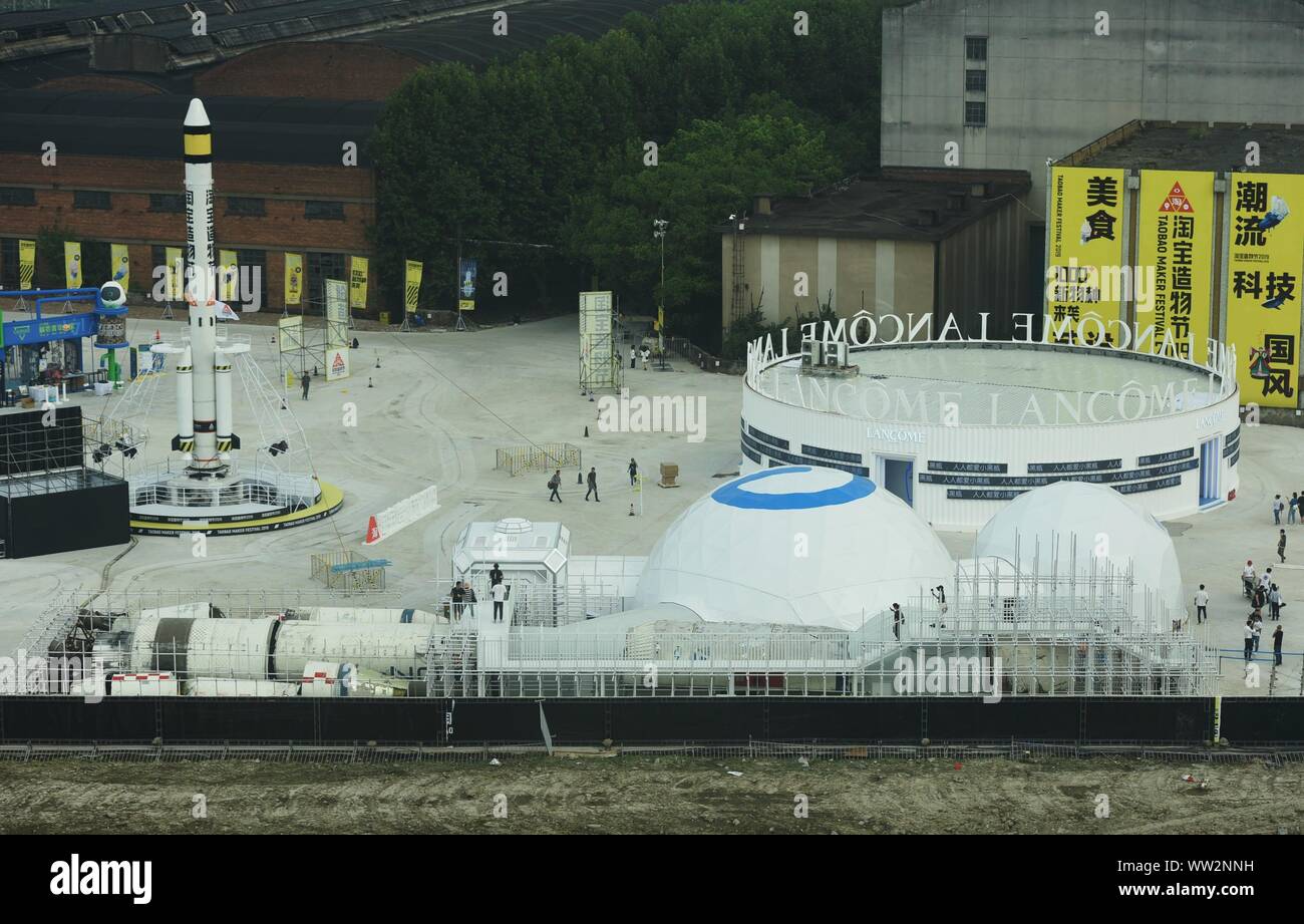 People visit the carrier rocket-themed restaurant, part of the upcoming ...