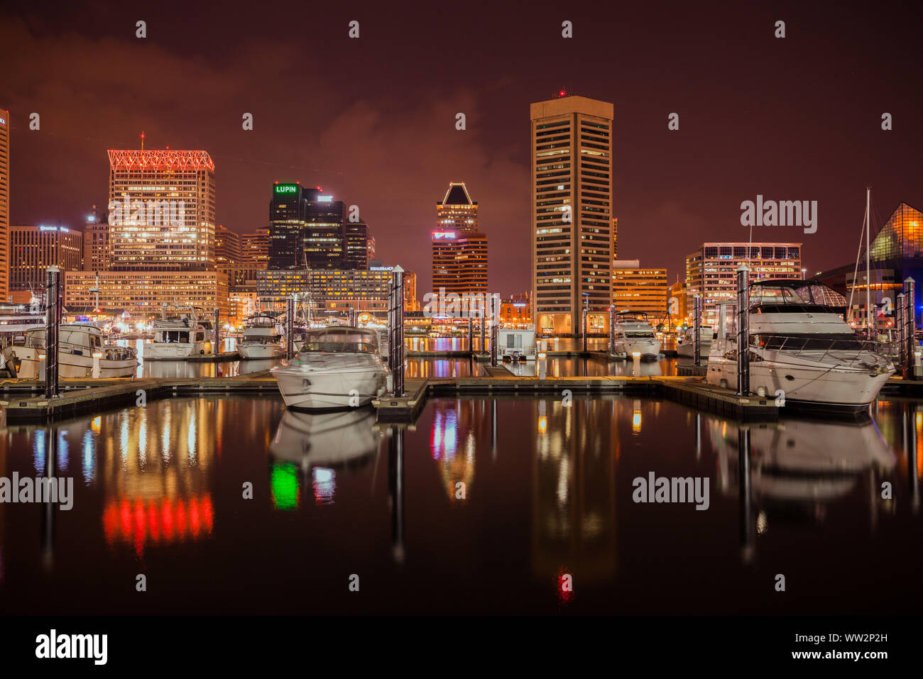 Baltimore Inner Harbour at night Stock Photo - Alamy