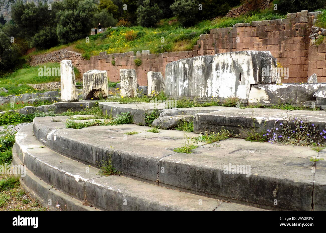 ancient, archeological, place, Delphi, Greece, old, marble, statues ...