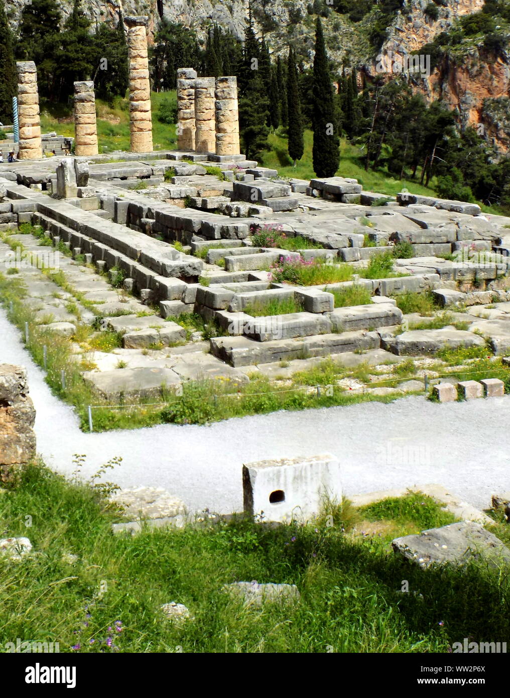 ancient, archeological, place, Delphi, Greece, old, marble, statues ...