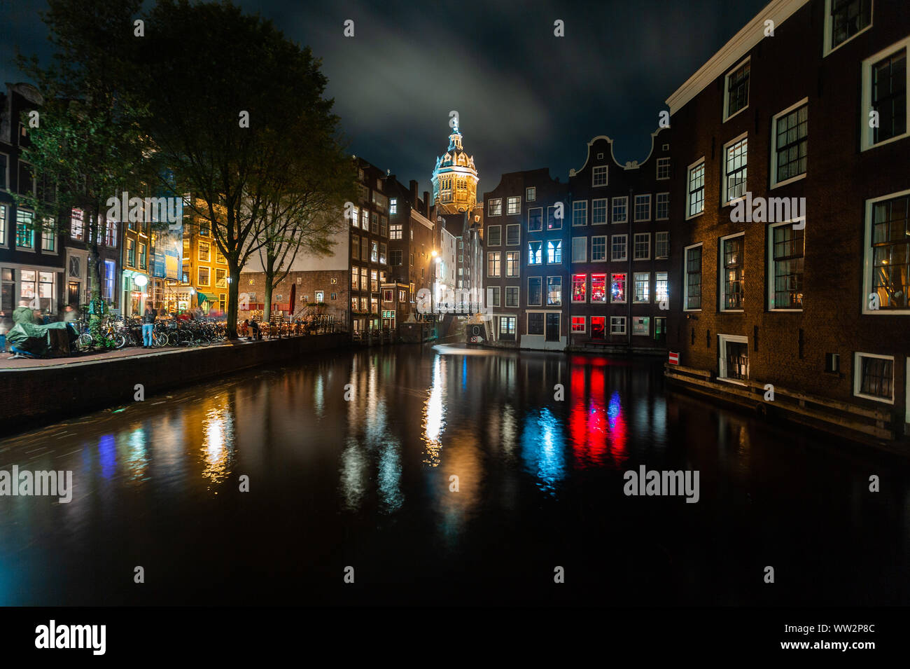 View of canal and Dutch style houses in Amsterdam Stock Photo - Alamy