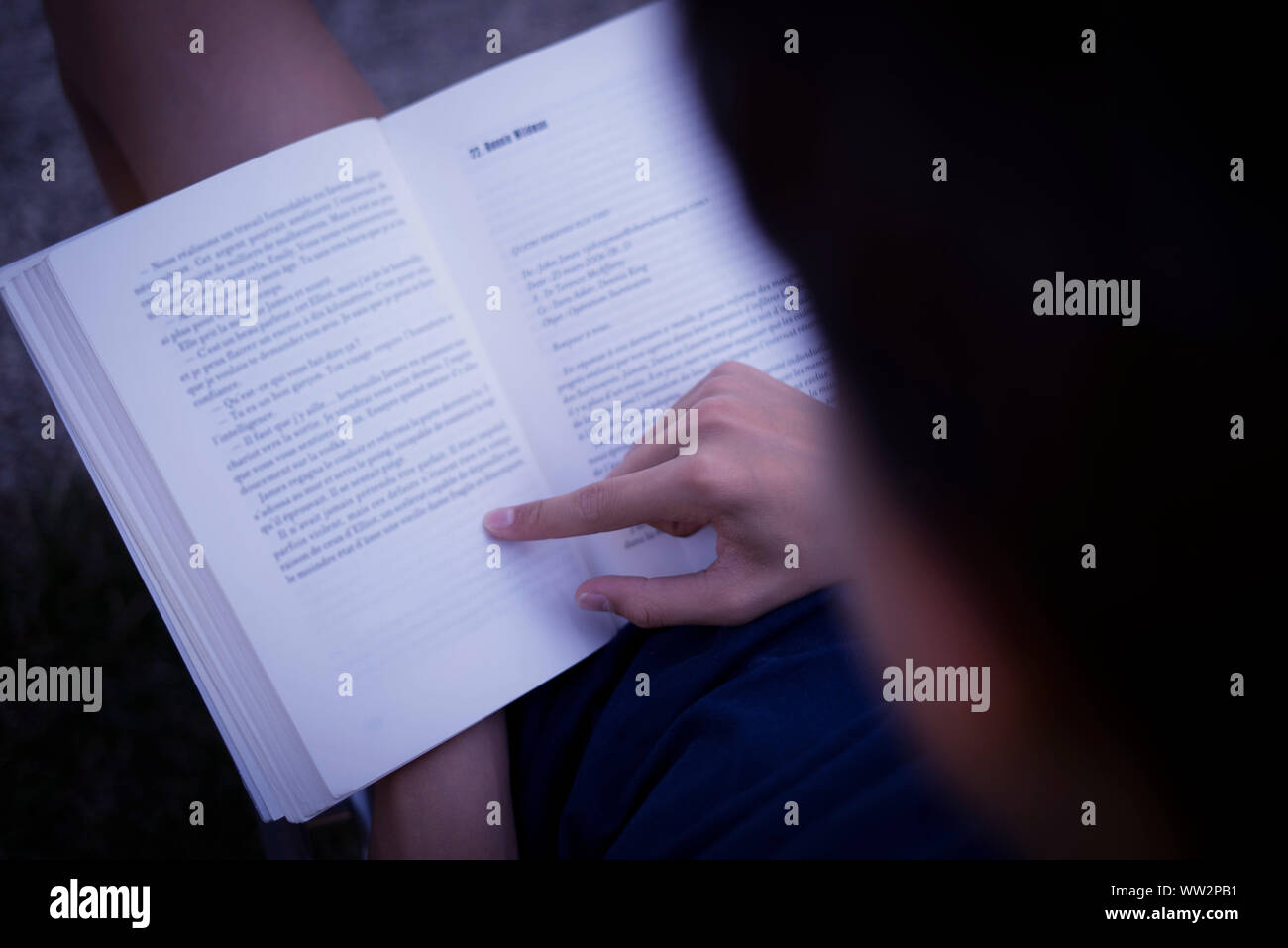 Man pointing open book hi-res stock photography and images - Alamy