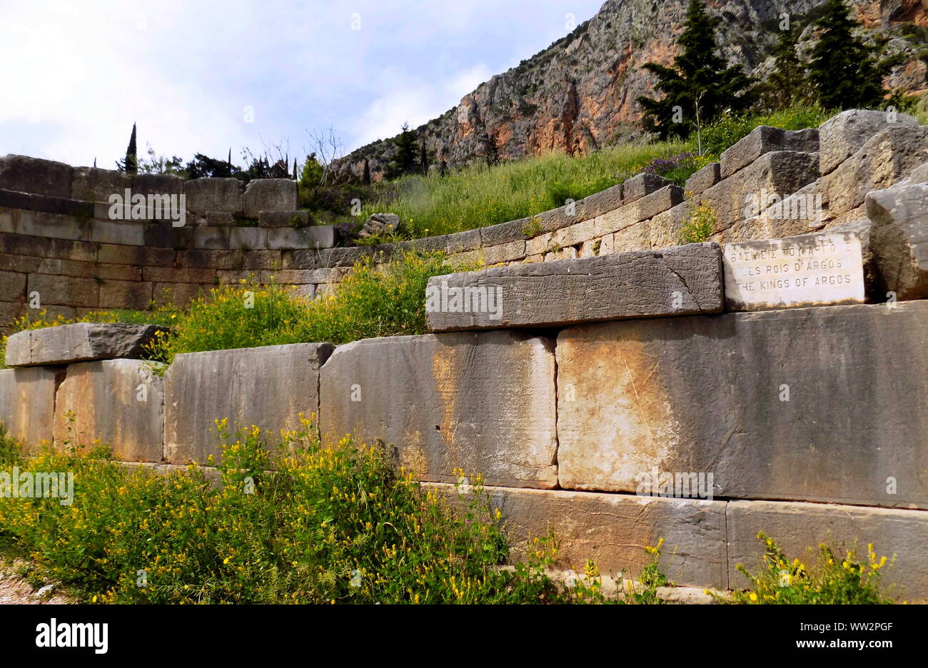 ancient, archeological, place, Delphi, Greece, old, marble, statues ...