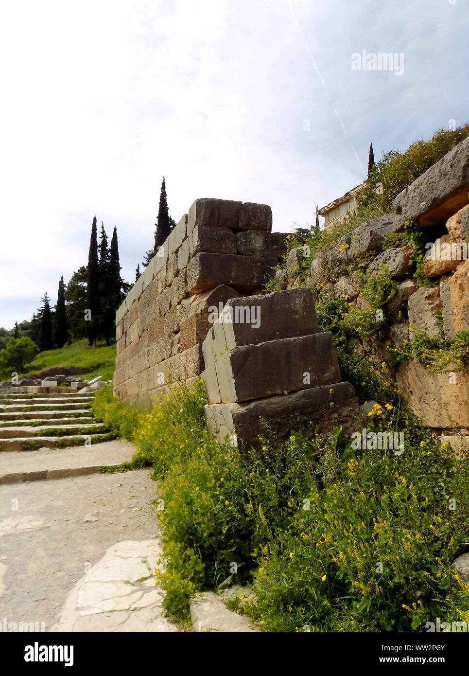 ancient, archeological, place, Delphi, Greece, old, marble, statues ...