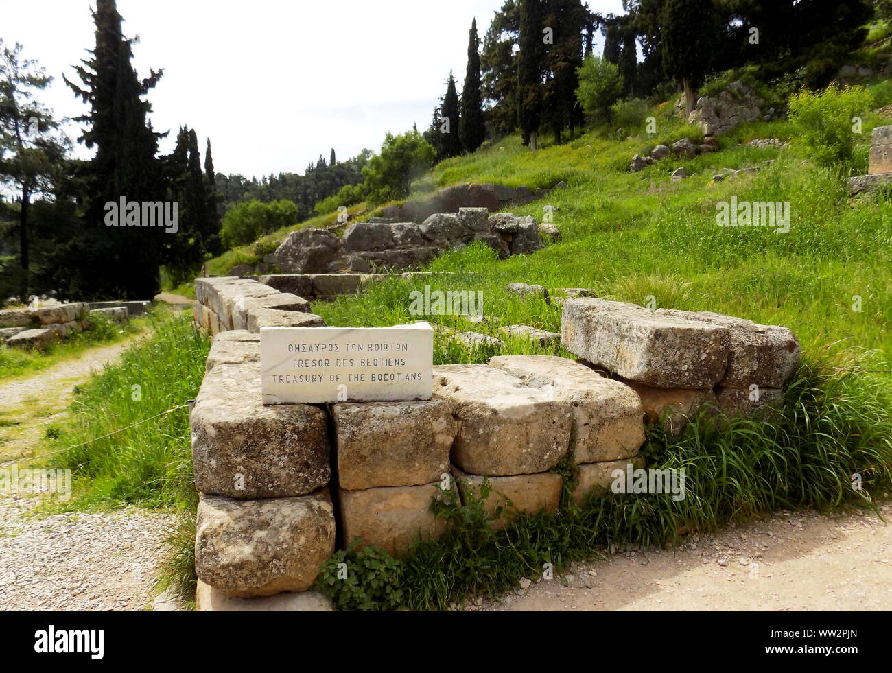 ancient, archeological, place, Delphi, Greece, old, marble, statues ...