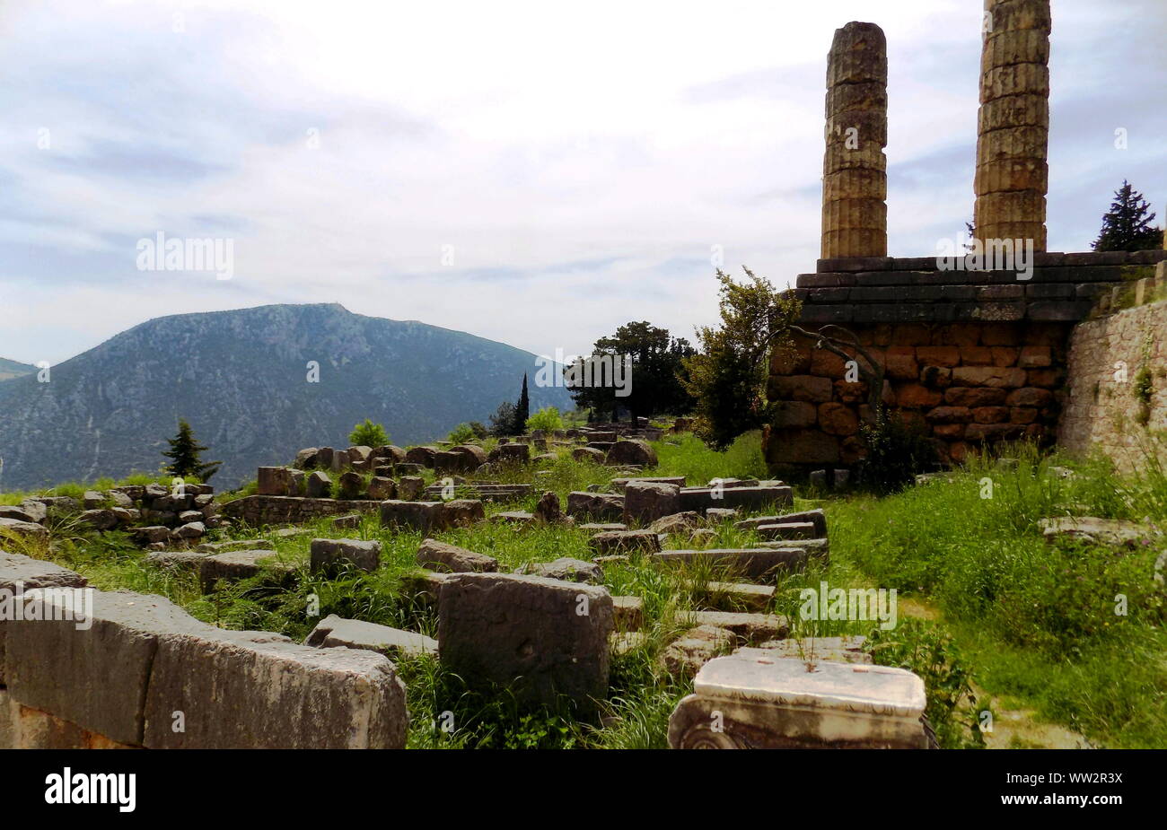 ancient, archeological, place, Delphi, Greece, old, marble, statues ...