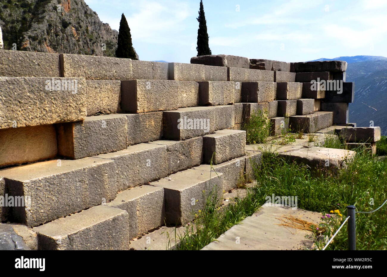 ancient, archeological, place, Delphi, Greece, old, marble, statues ...