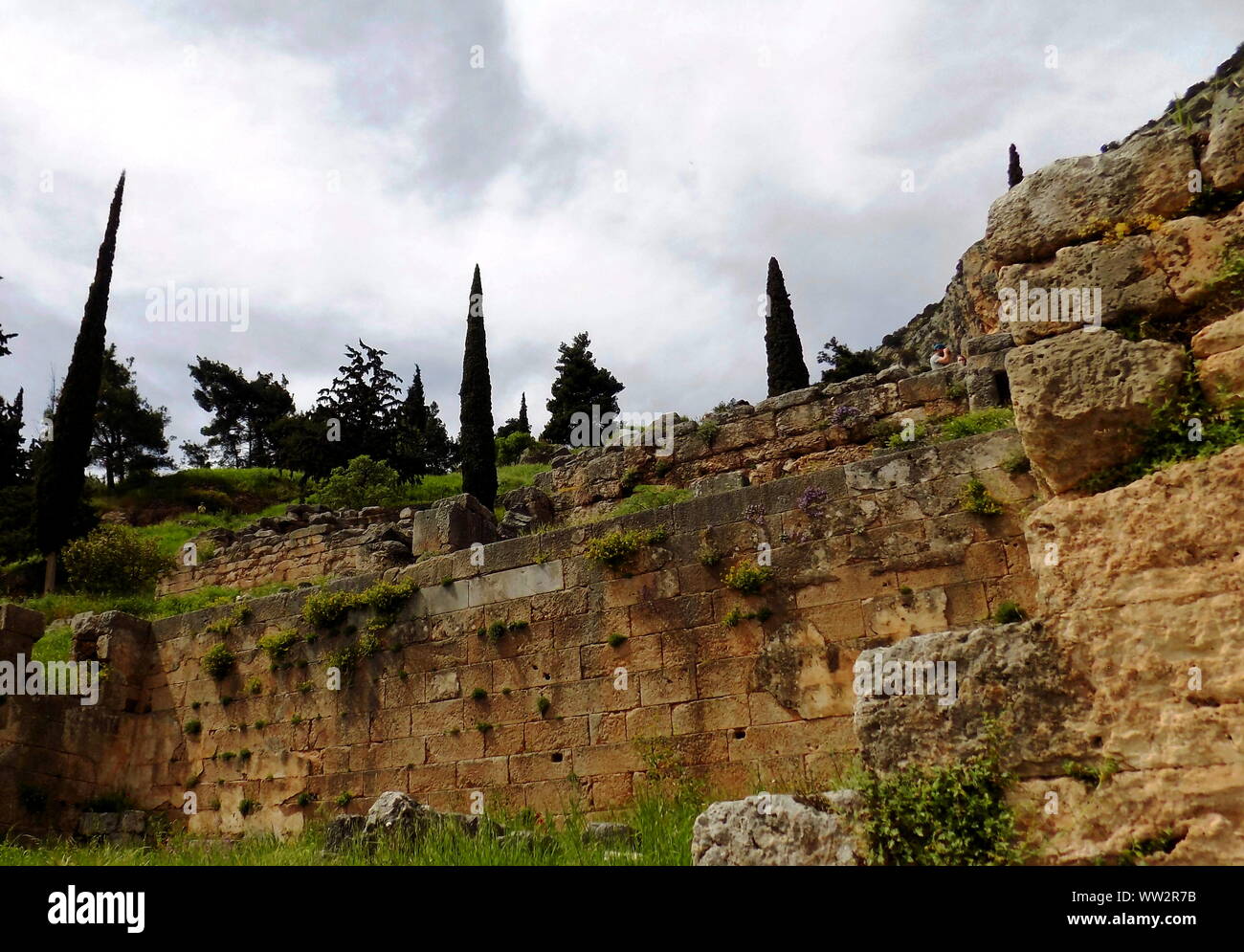 ancient, archeological, place, Delphi, Greece, old, marble, statues ...