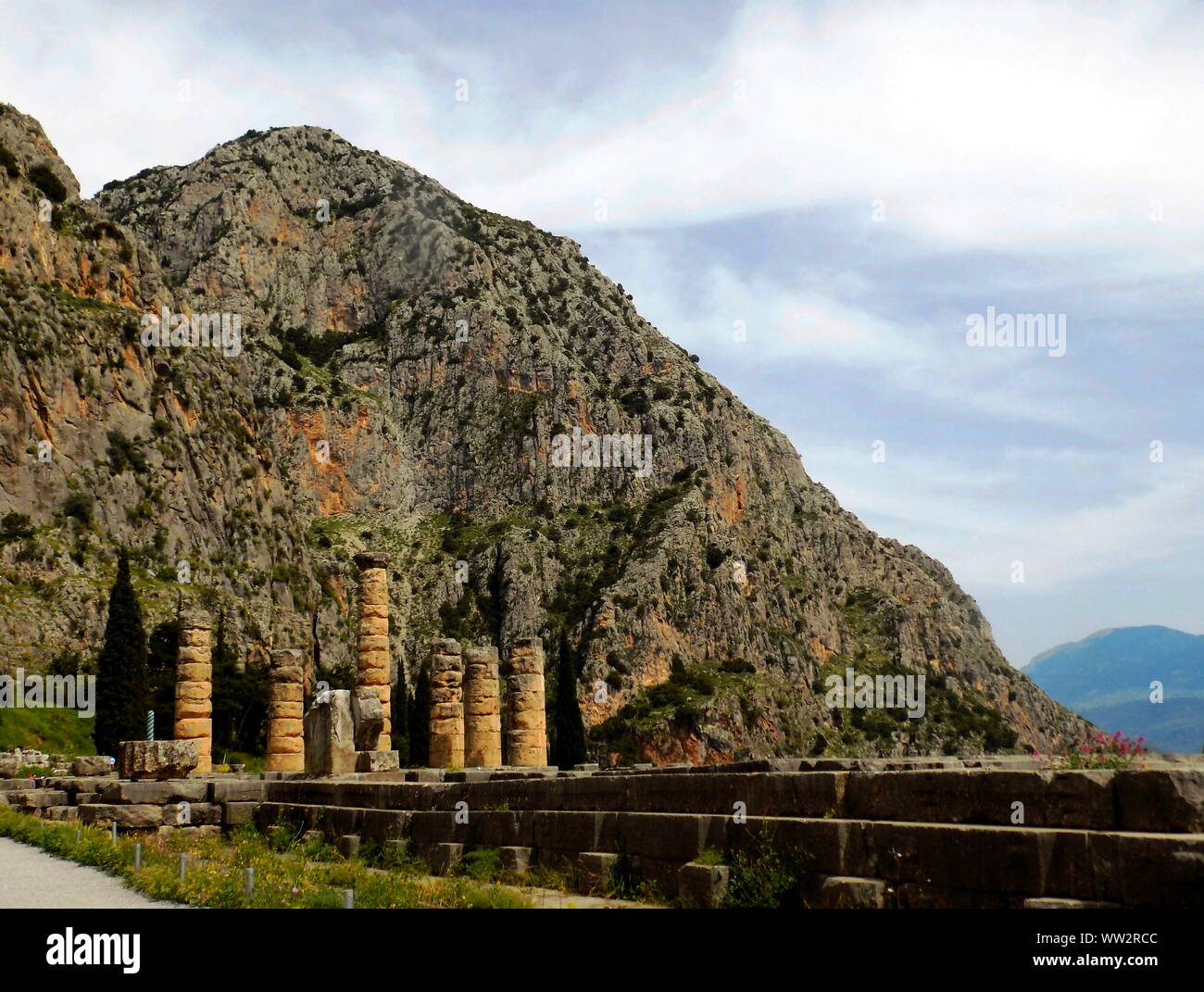 ancient, archeological, place, Delphi, Greece, old, marble, statues ...