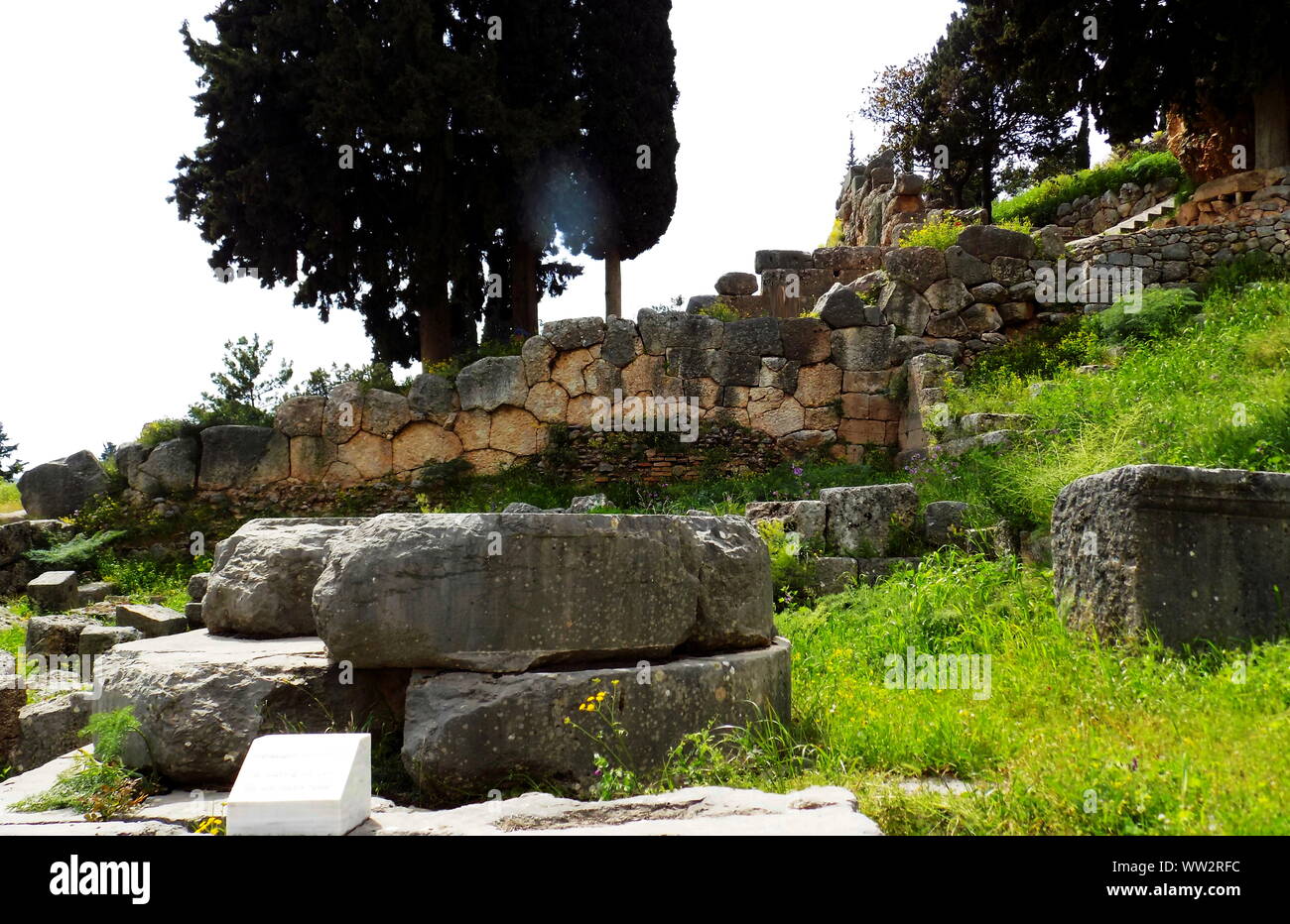 ancient, archeological, place, Delphi, Greece, old, marble, statues ...