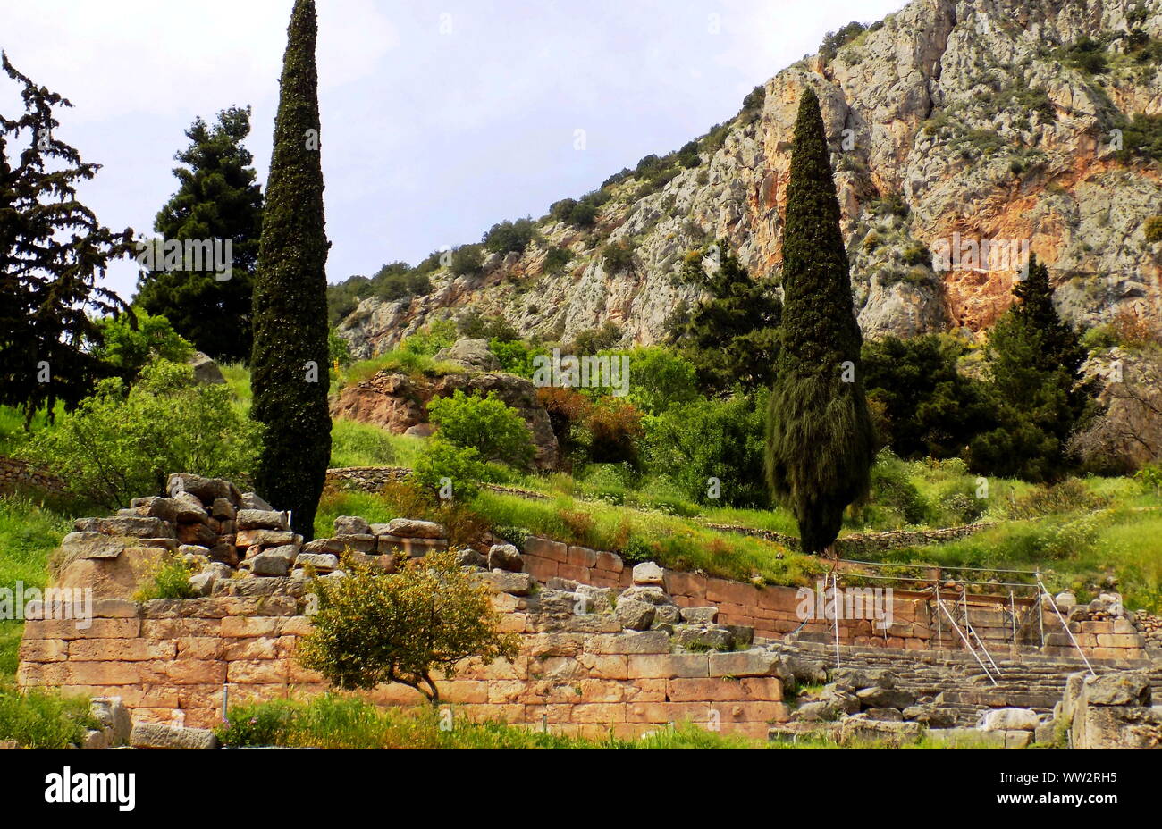ancient, archeological, place, Delphi, Greece, old, marble, statues ...