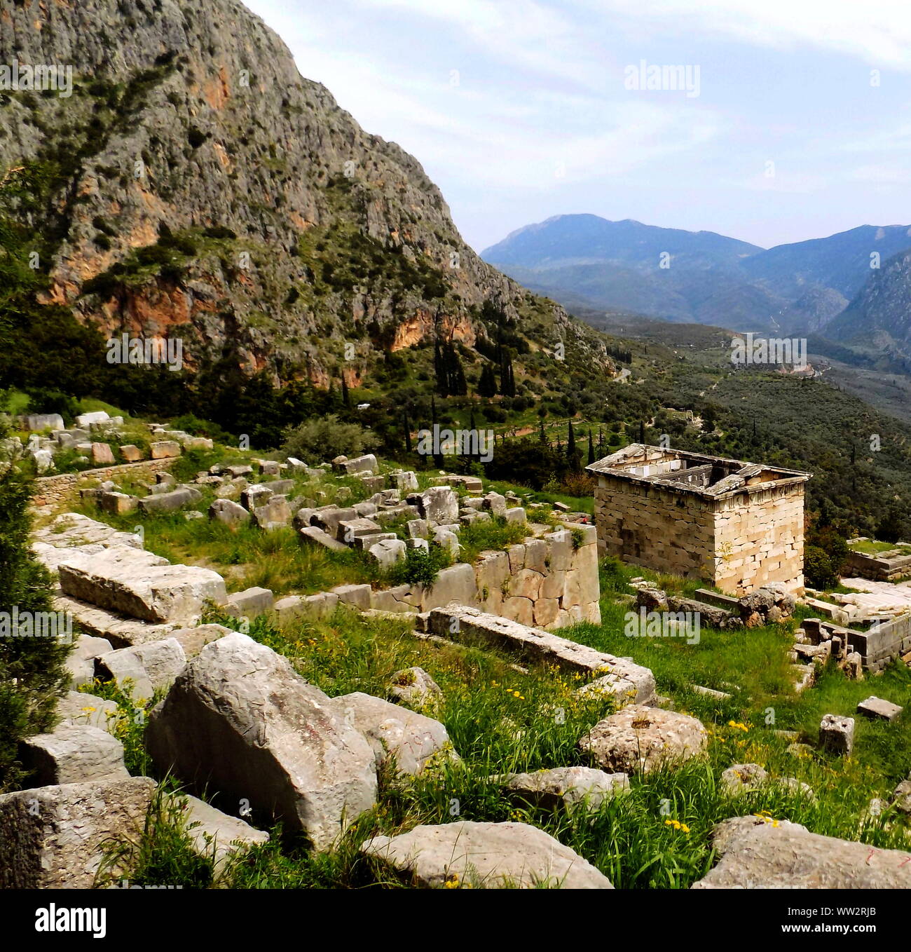 ancient, archeological, place, Delphi, Greece, old, marble, statues ...