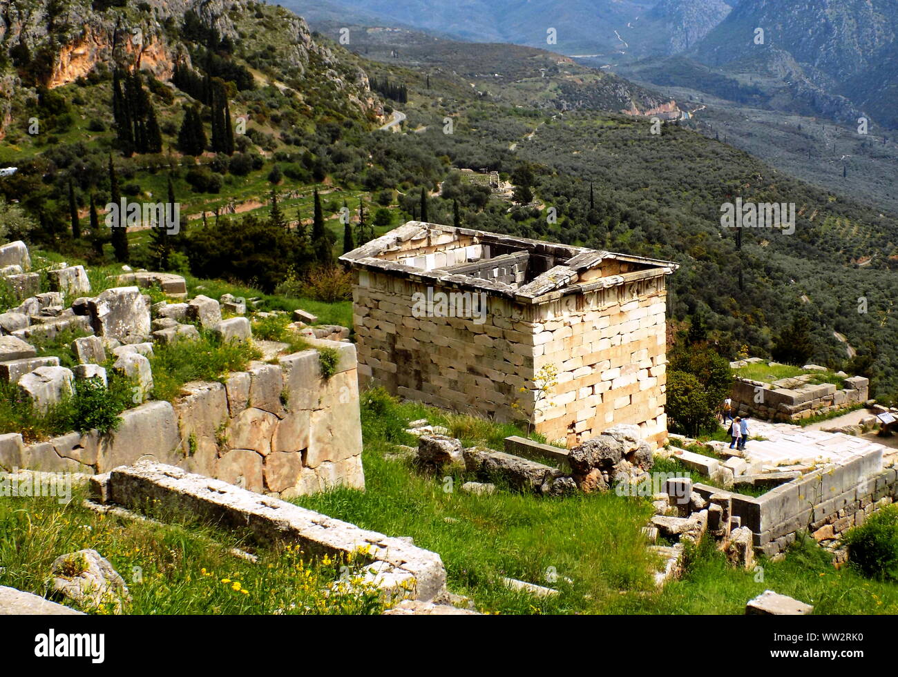 ancient, archeological, place, Delphi, Greece, old, marble, statues ...