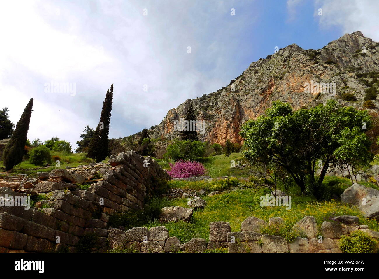 ancient, archeological, place, Delphi, Greece, old, marble, statues ...