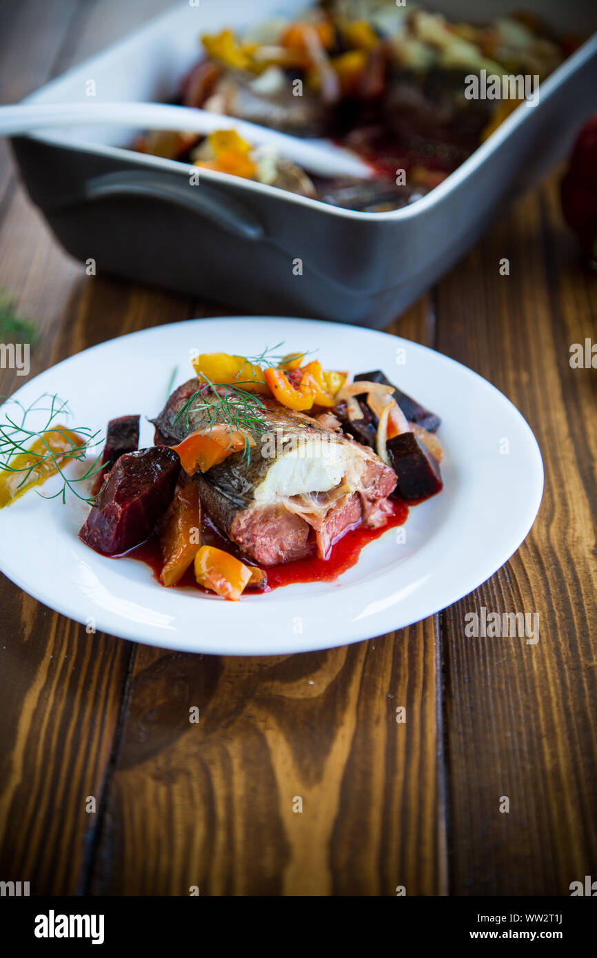 fish stew with beets and other vegetables in a plate Stock Photo - Alamy