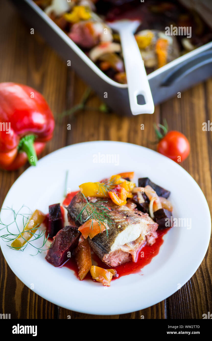 fish stew with beets and other vegetables in a plate Stock Photo - Alamy