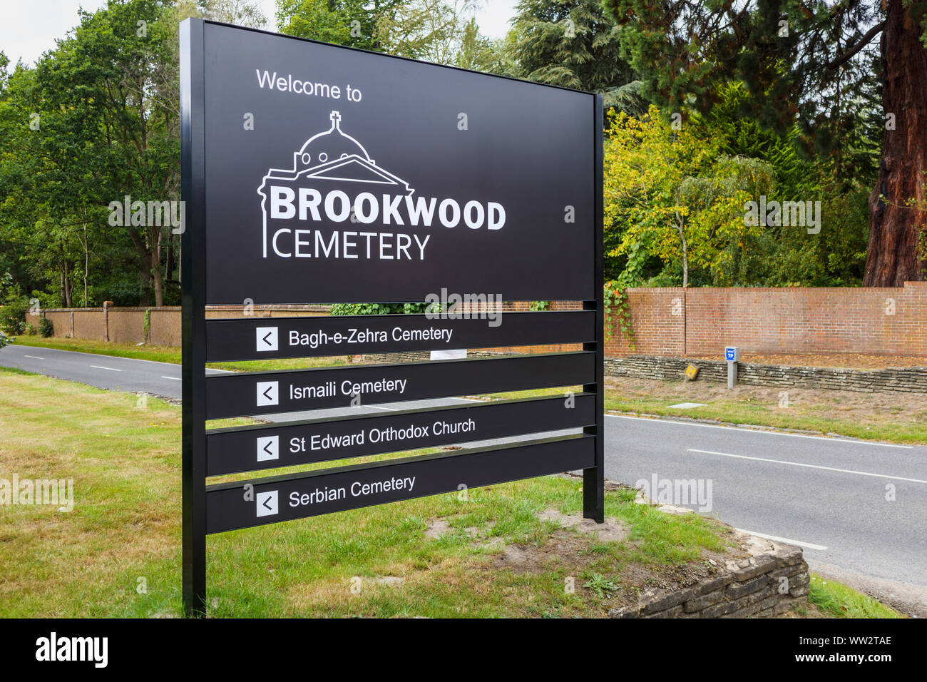 Roadside sign in Cemetery Pales outside Brookwood Cemetery (South ...