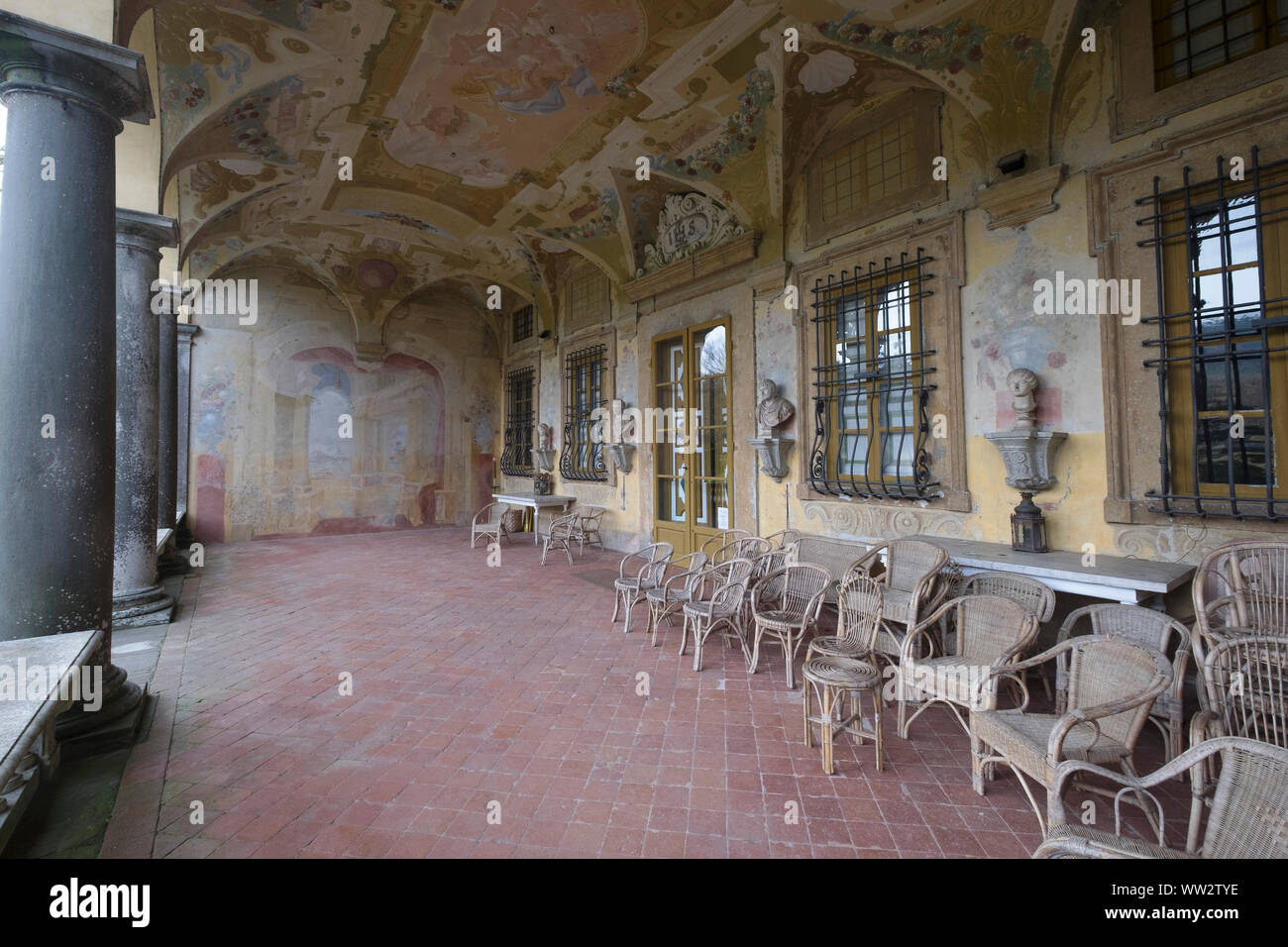 Villa Torrigiani-Camigliano,Portico exterior,Lucca,Italy Stock Photo ...