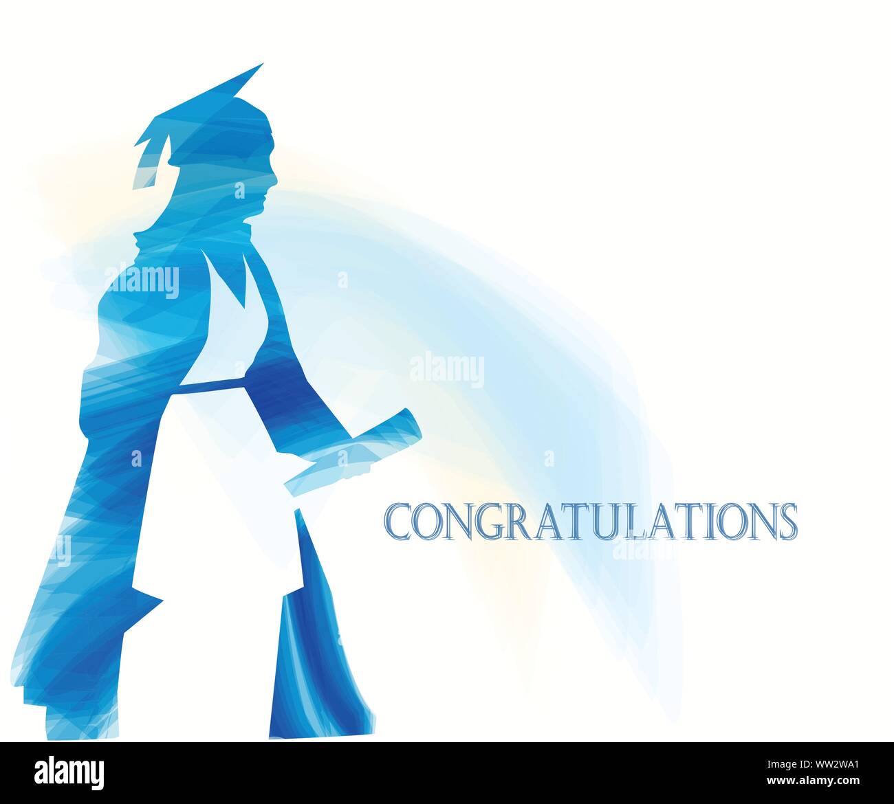 Graduate silhouette stylized with congratulations typography Stock ...