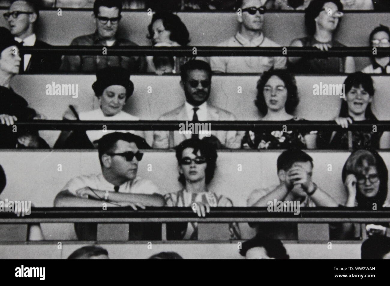 Fine black and white art photography from the 1970s of an auditorium ...