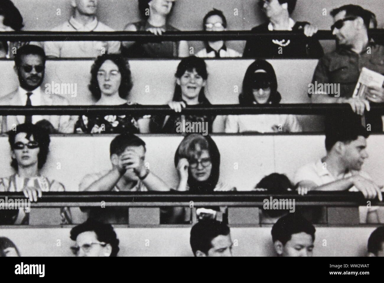 Fine black and white art photography from the 1970s of an auditorium ...