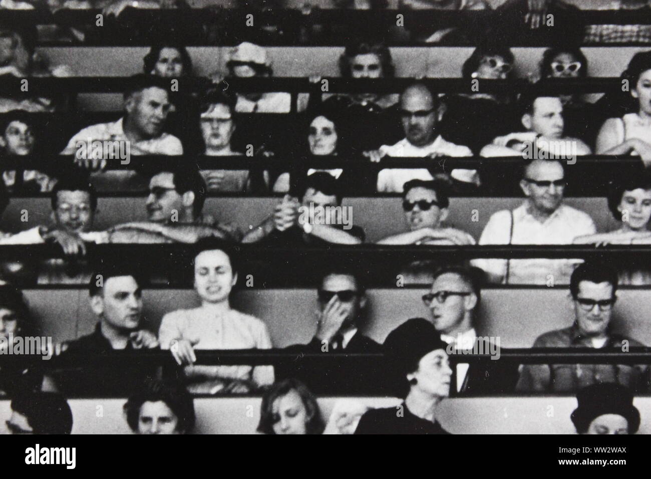 Fine black and white art photography from the 1970s of an auditorium ...