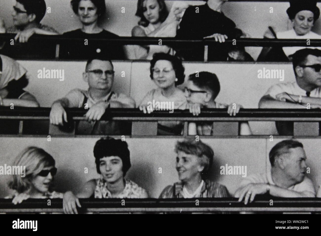 Fine black and white art photography from the 1970s of an auditorium ...