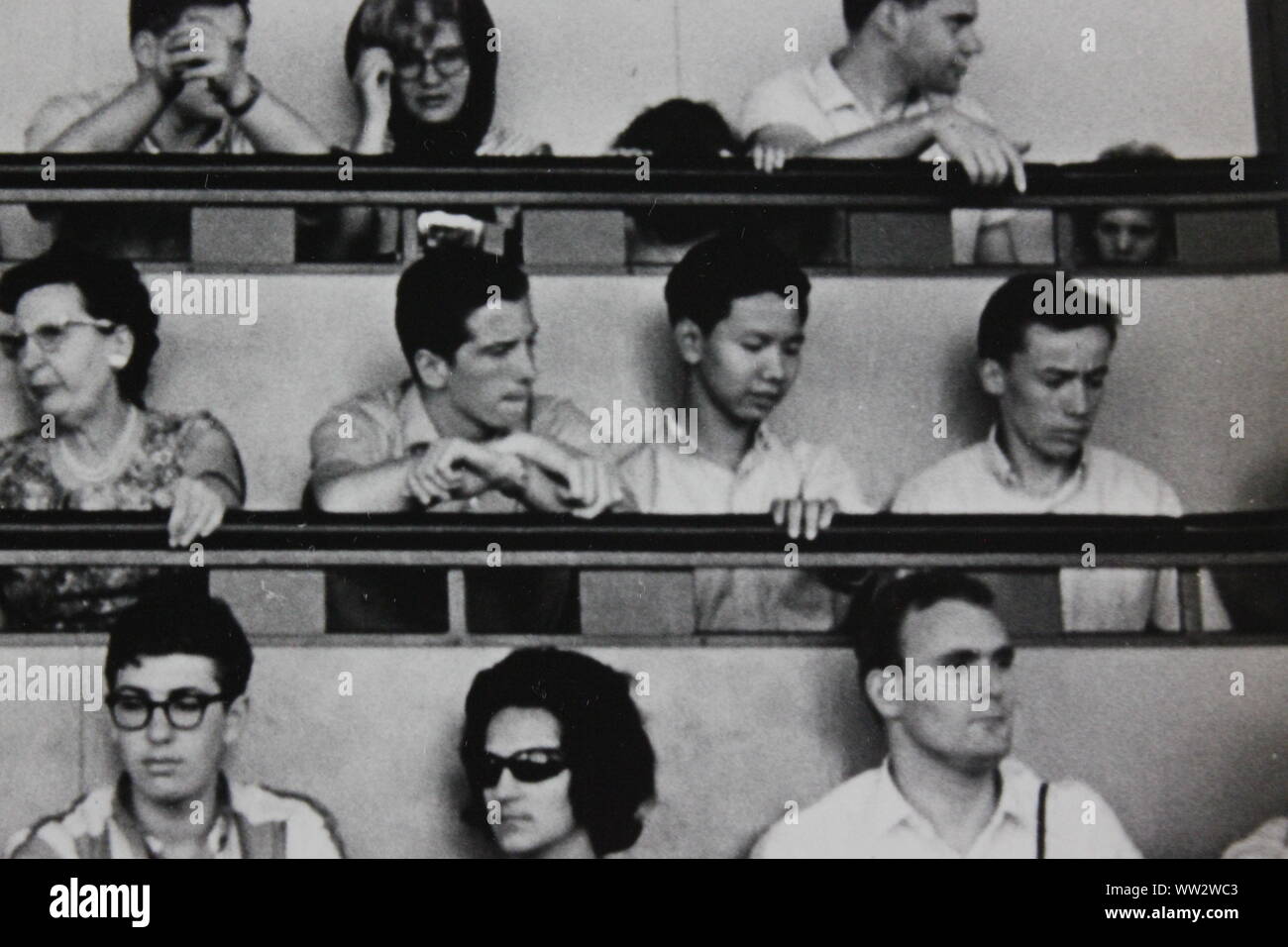 Fine black and white art photography from the 1970s of an auditorium ...