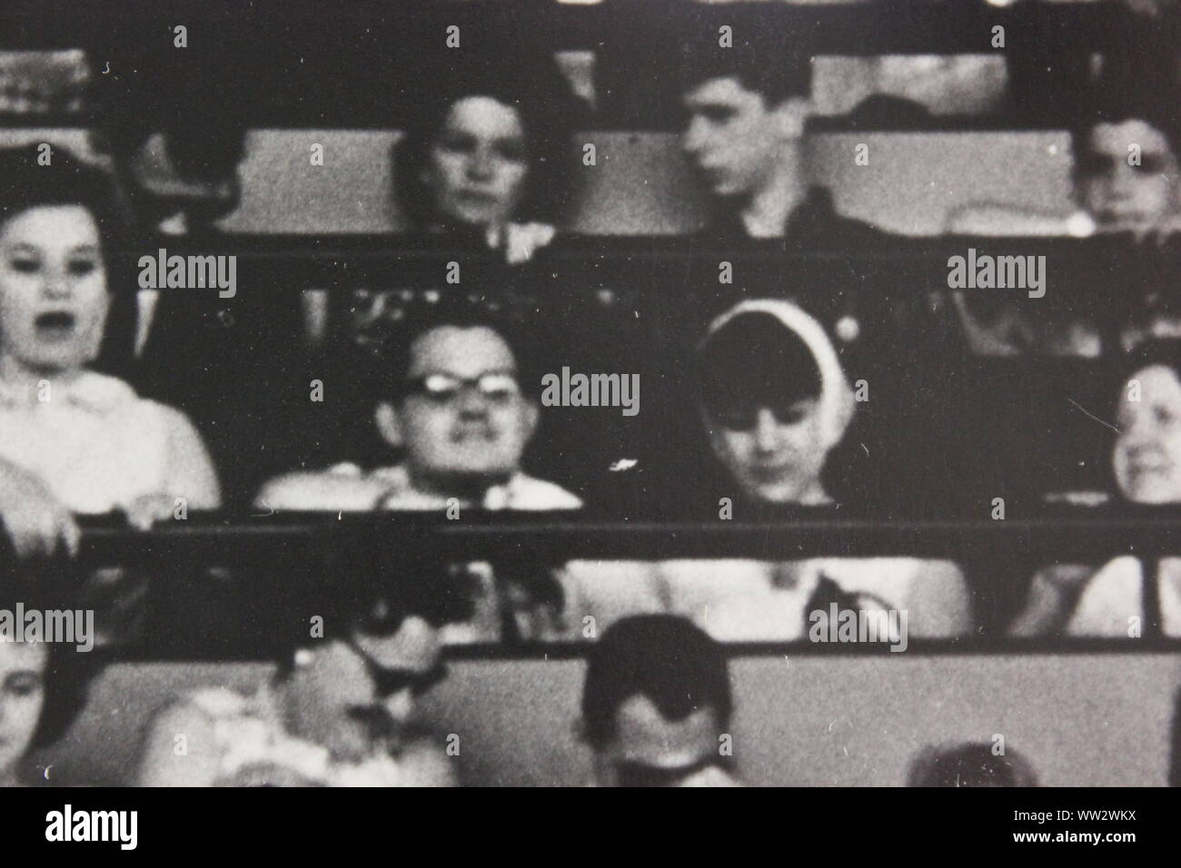 Fine black and white art photography from the 1970s of an auditorium ...
