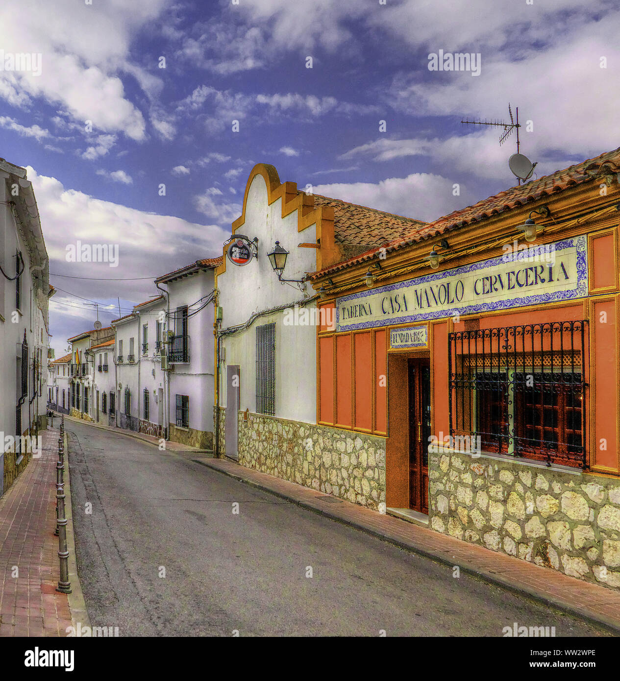Typical traditional Spanish bar in village street in Spain in ...