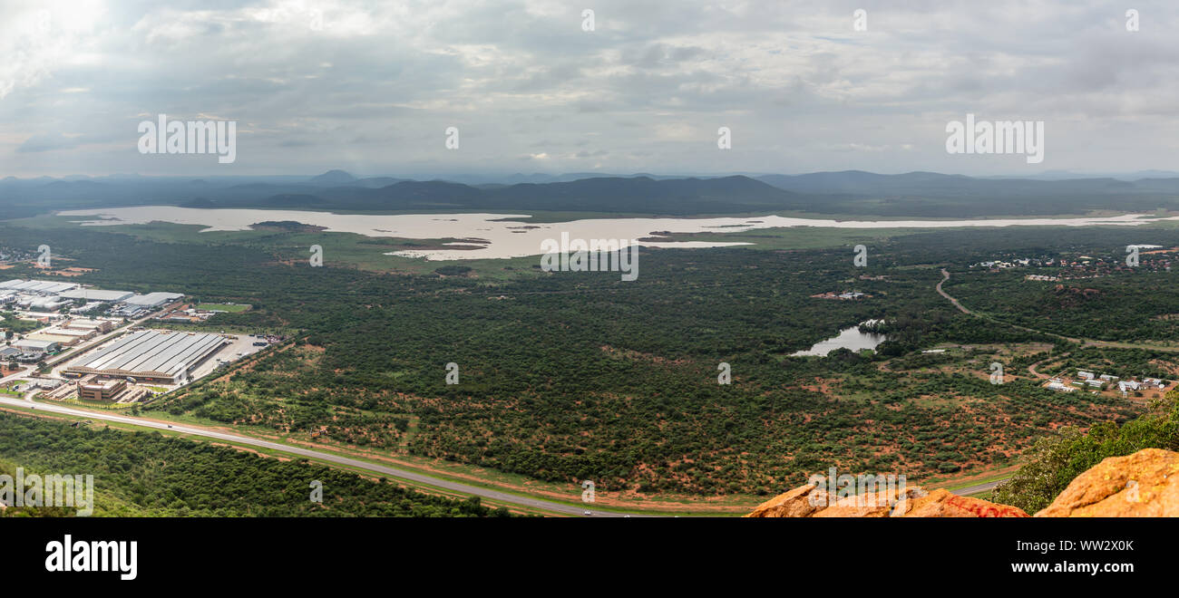 Aerial panoramic view of suburbs of Gaborone city surrounded by ...