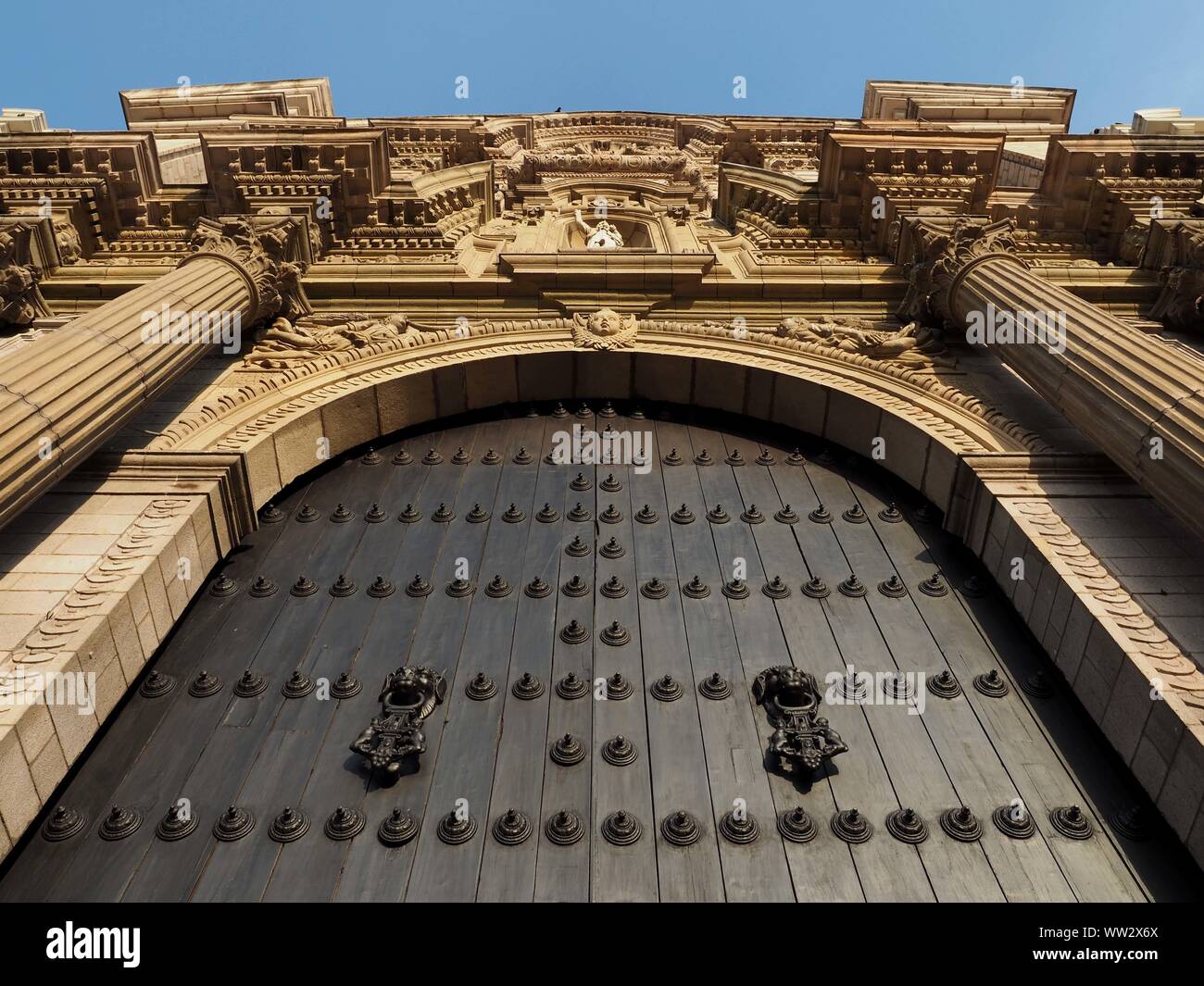 Facade of the Lima Cathedral before beginning the procession of Friday ...