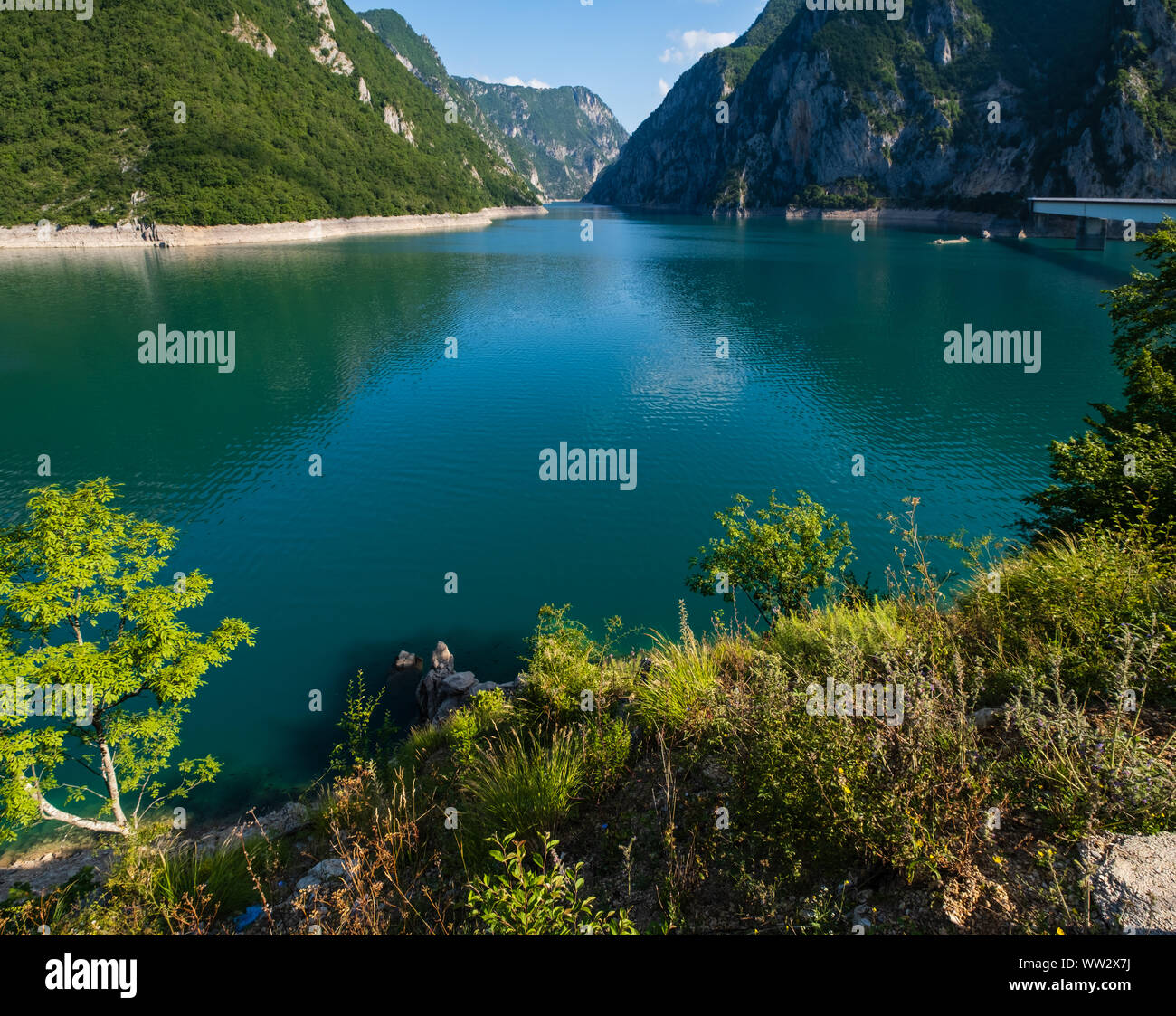 The famous Piva river canyon with its fantastic reservoir Piva Lake ...