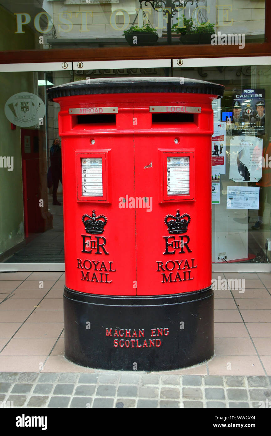 Red mailbox, Gibraltar, British Overseas Territories, Europe Stock ...