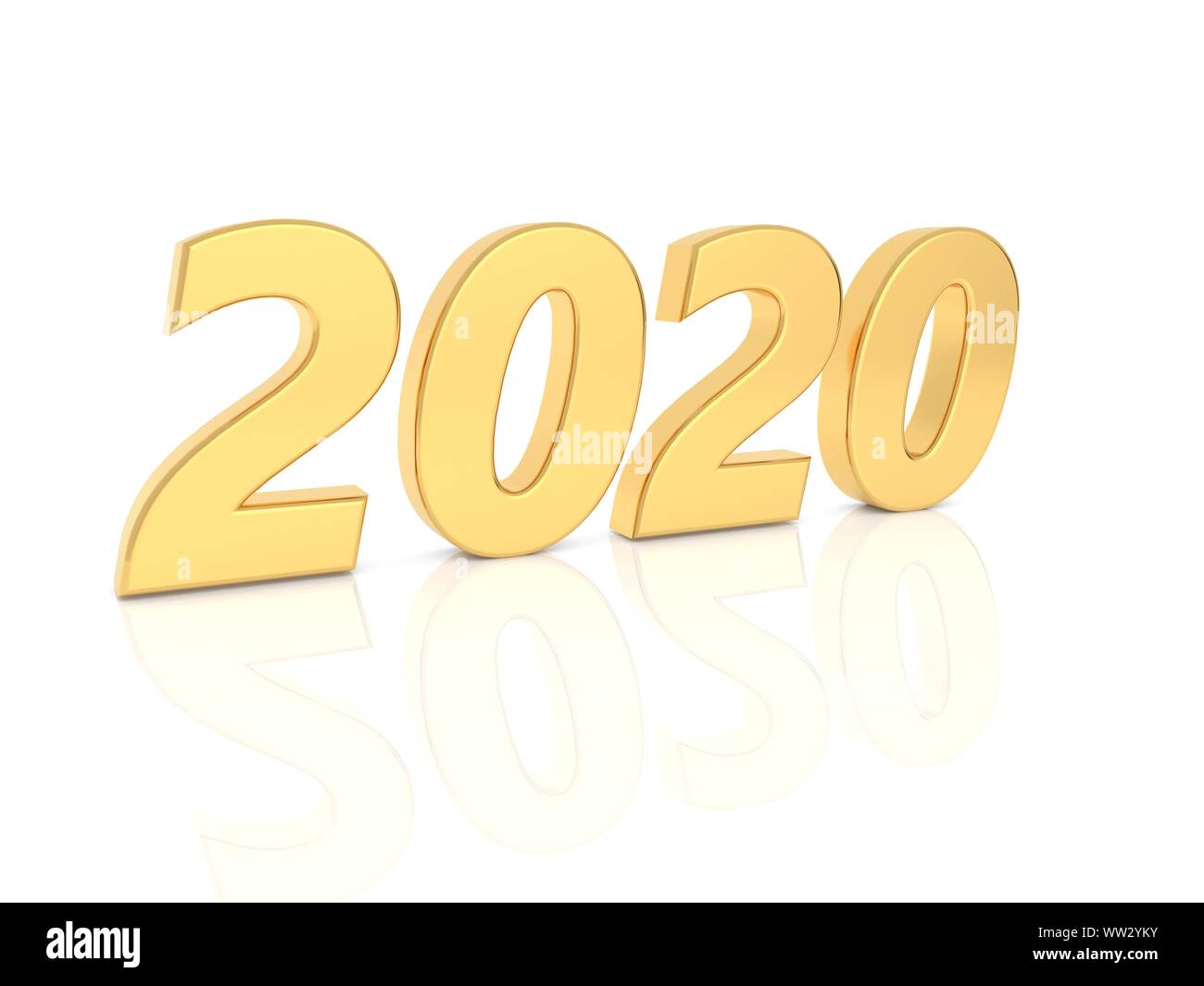 2020 golden numbers on a white background. 3d render illustration Stock ...