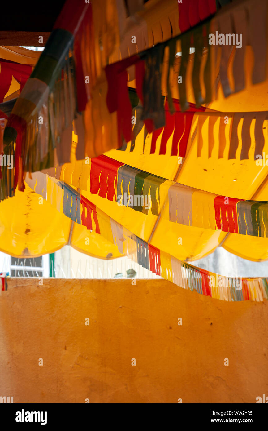 Plastic Bunting Ceiling Decor Stock Photo - Alamy
