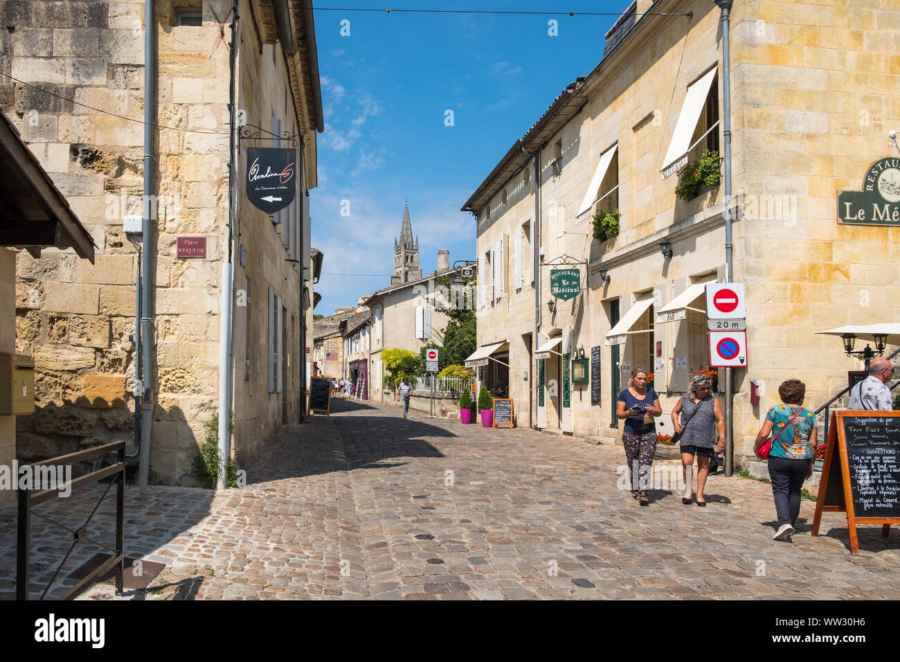 The centre of the historic Unesco listed town of Saint-Emilion in ...