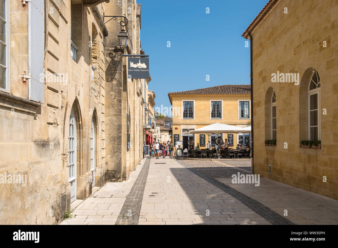 The centre of the historic Unesco listed town of Saint-Emilion in ...
