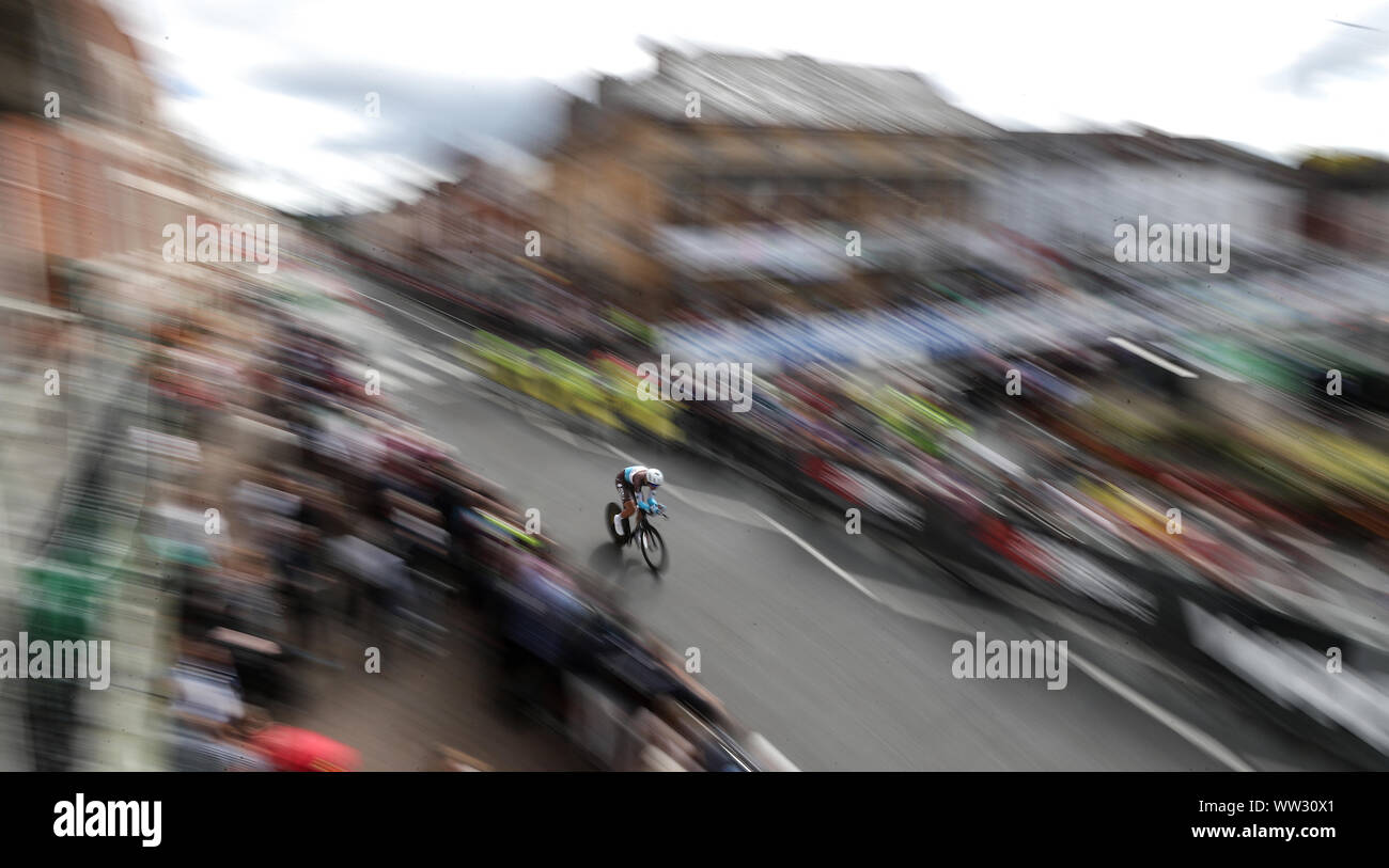 Ben Gastauer approaches the finish of stage six of the OVO Energy Tour ...