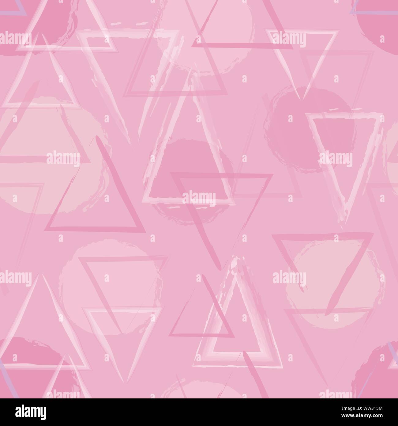 Outlined Triangles And Dots In Pink Background Seamless Surface Vector ...