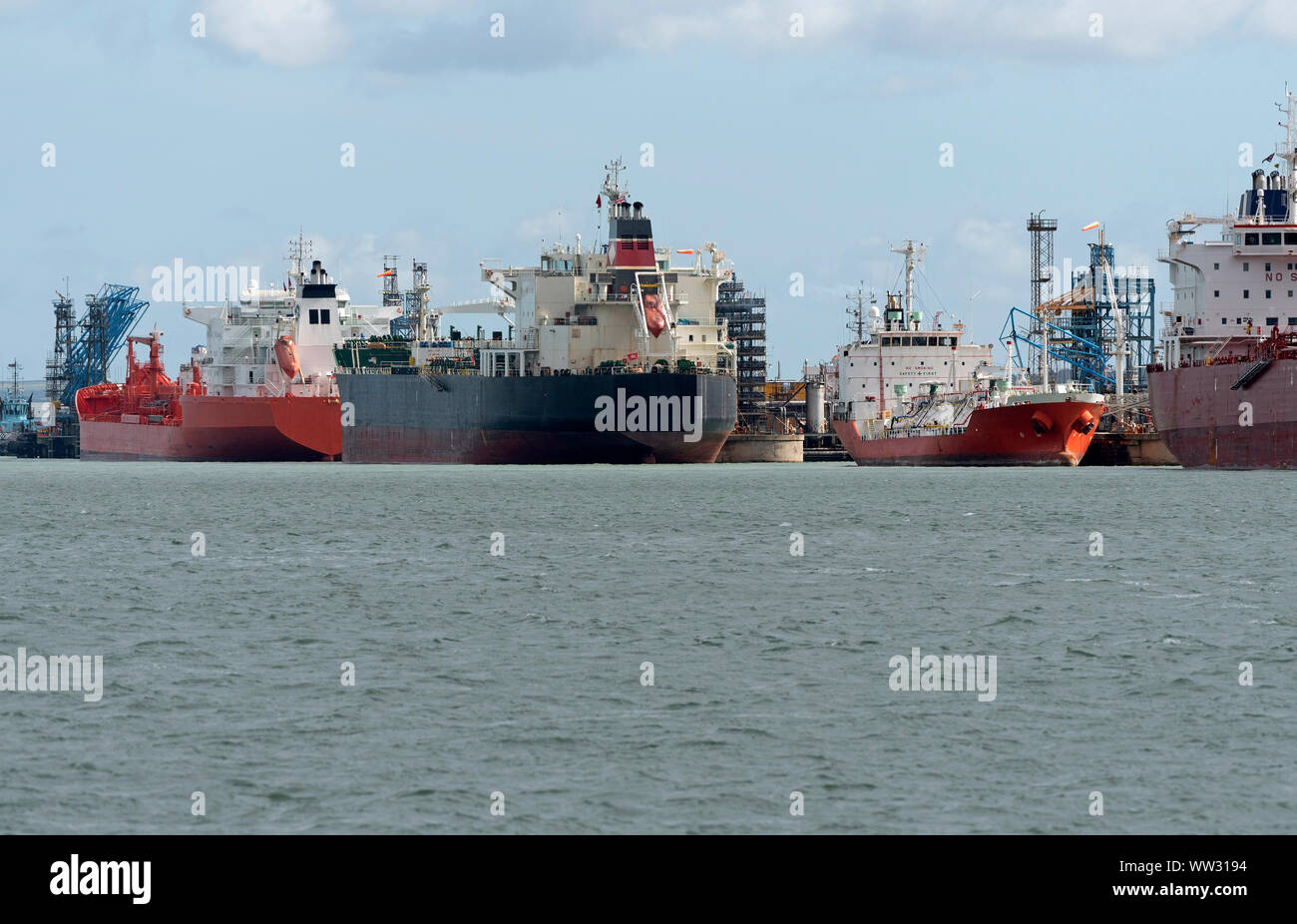 Southampton, England, UK. September 2019. Tanker ships alongside and ...