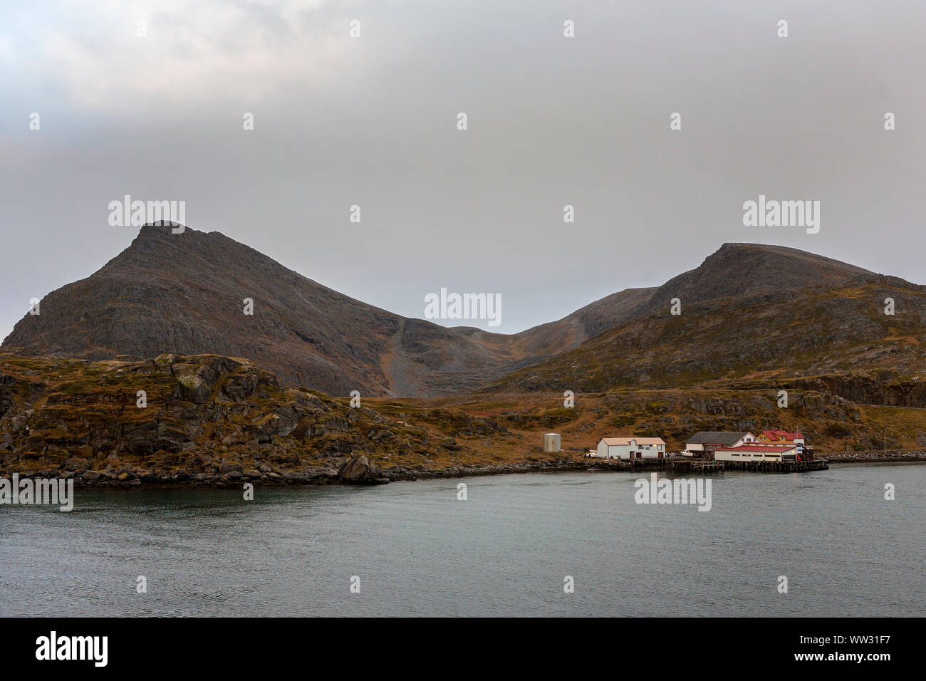 An isolated fish-processing factory near Havøysund, Måsøy, Finnmark ...
